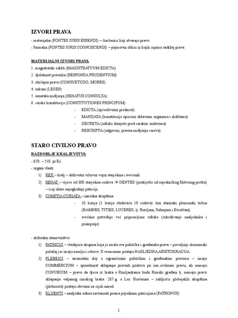 Rimsko Pravo SKRIPTA | PDF