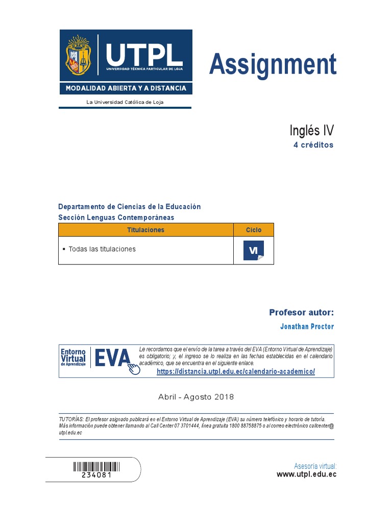 Assignment Inglés Iv Pdf Reading Comprehension Mediation
