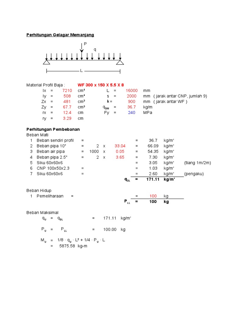Perhitungan Gelagar Memanjang Baja | PDF