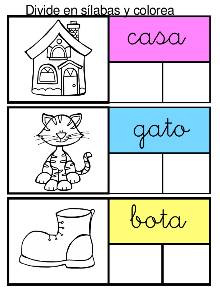 Tarjetas de Segmentacion en Silabas 2 3 4 Sílabas | PDF