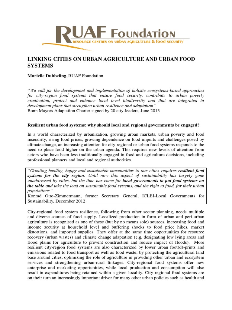 Urban Food Systems for Resilience | PDF | City | Urban Agriculture