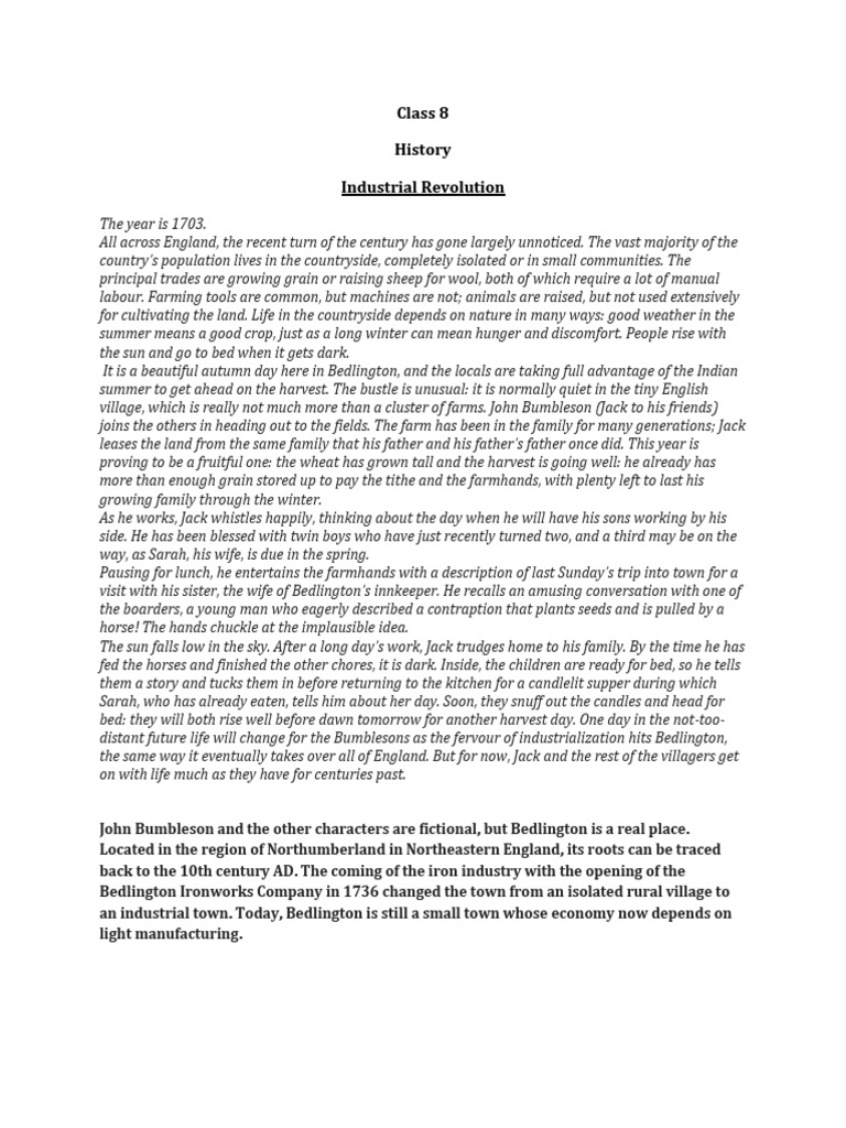 Industrial Revolution Notes For Class 8 | Download Free PDF | Spinning ...