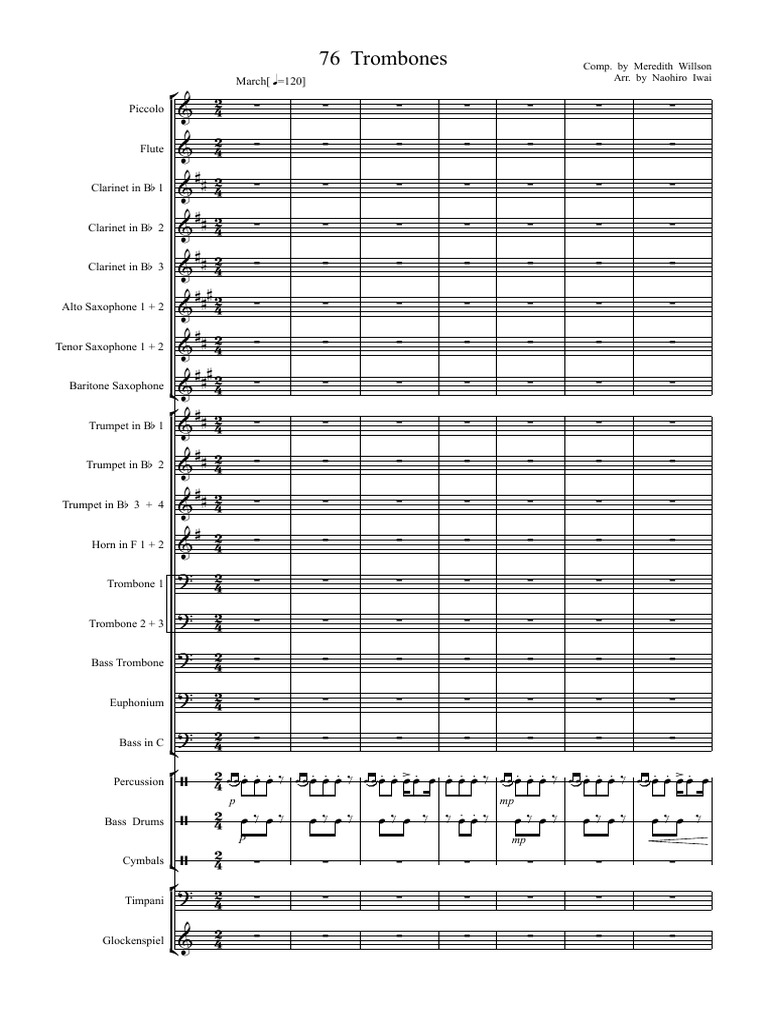 76 Trombones - Score and Parts | PDF | Classical Music | Music Production