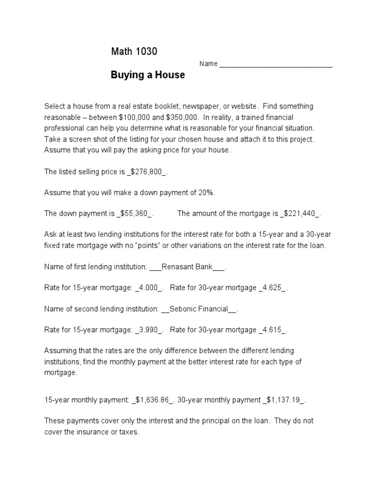Math 1030 | PDF | Loans | Mortgage Loan
