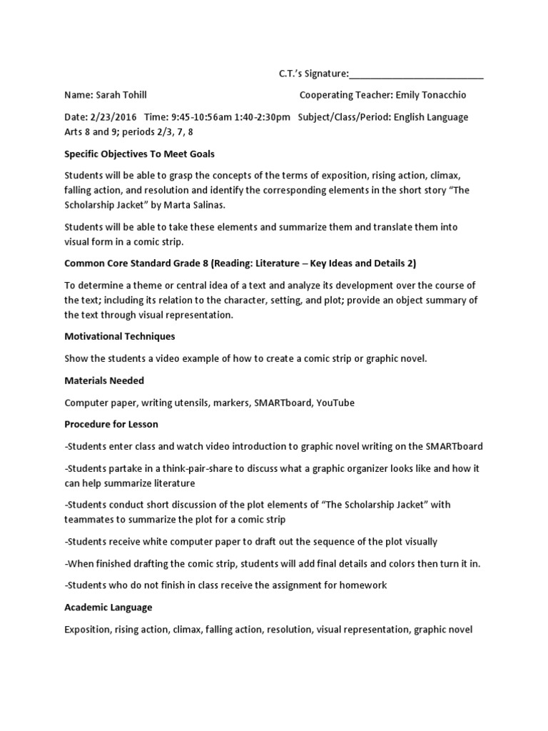 Lesson Plan Comic Strip | PDF | Plot (Narrative) | Lesson Plan