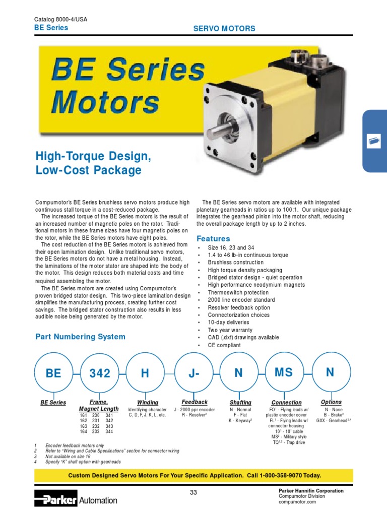 High-Torque Design, Low-Cost Package: Servo Motors BE Series | PDF ...