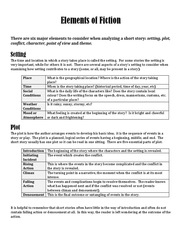 Short Story Elements | PDF | Narration | Cognition