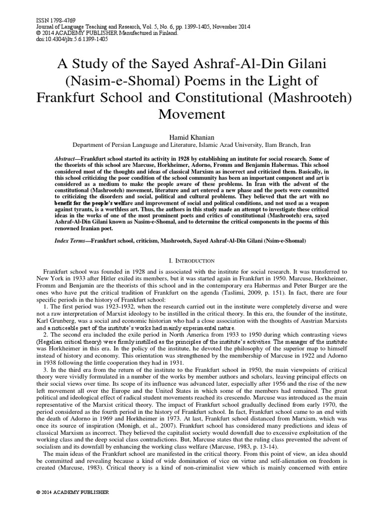 Poesia de Nasim Shomal | PDF | Frankfurt School | Critical Theory