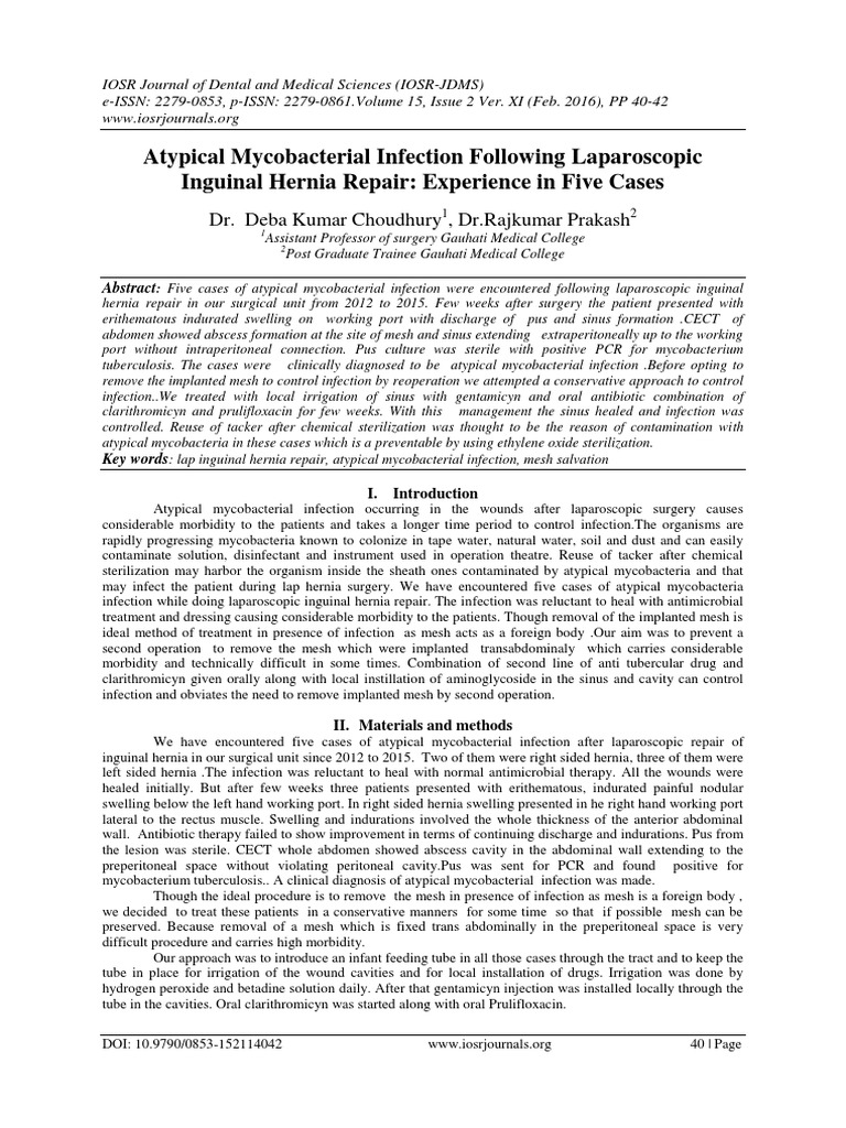Laparoscopic Port Site Infection | PDF | Mycobacterium | Infection