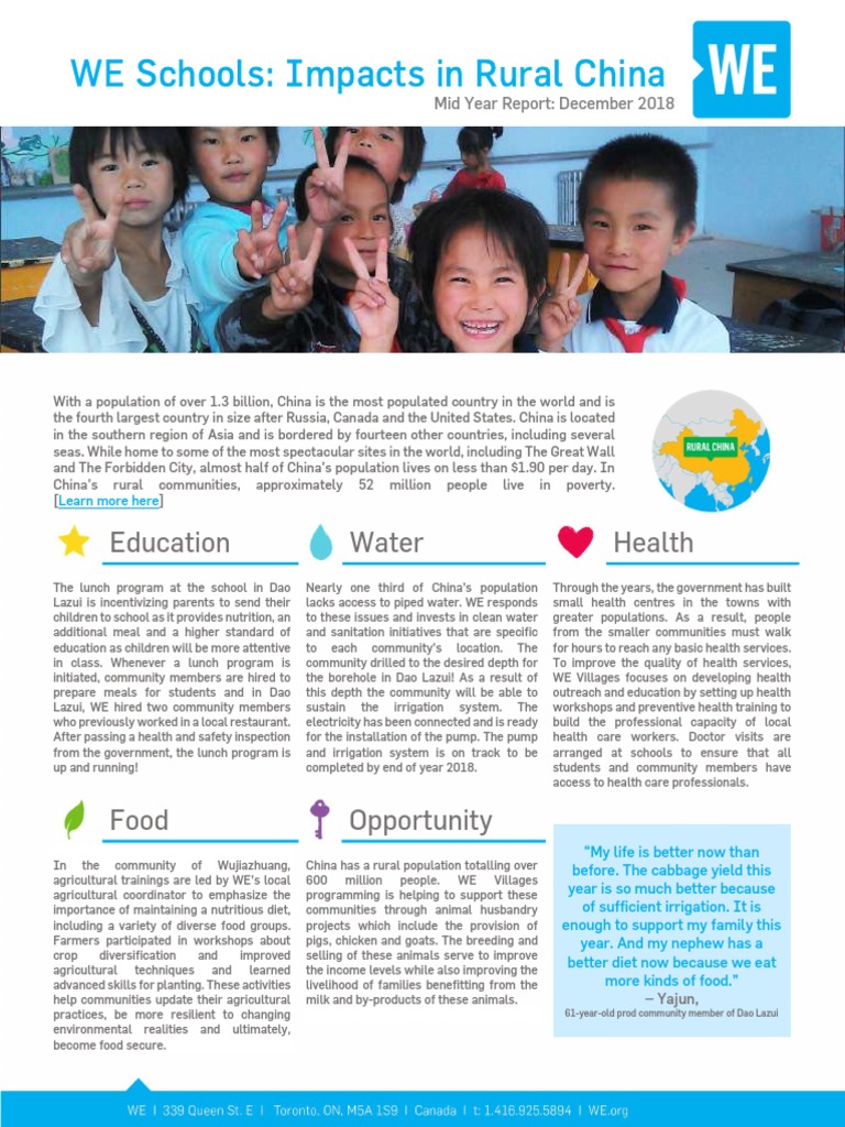 WE Schools' Impact in Rural China | PDF | Agriculture | China