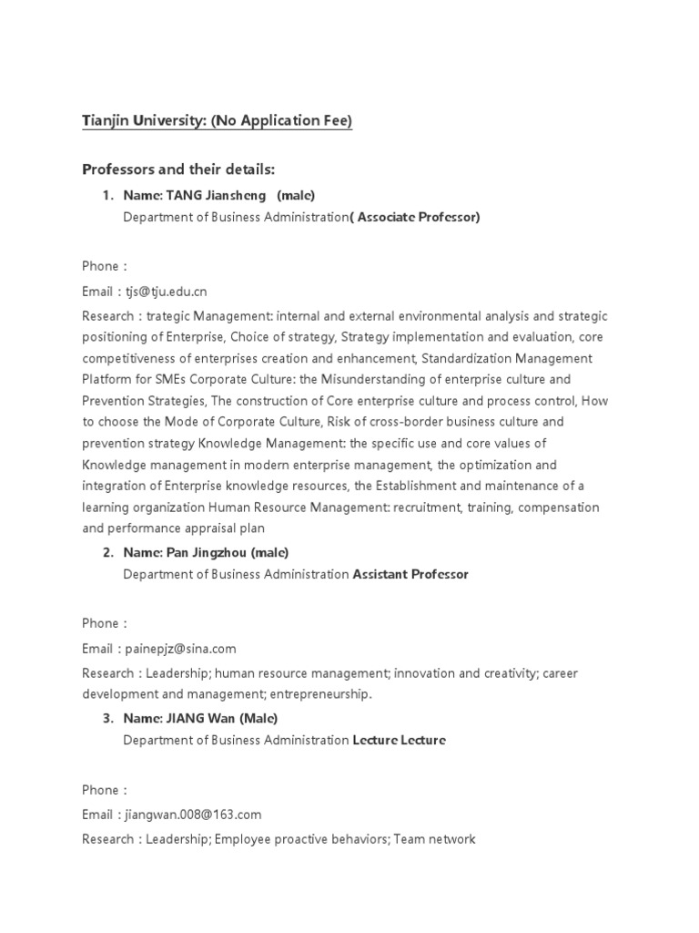 Business Administration CSC Universities List | PDF | Master Of ...