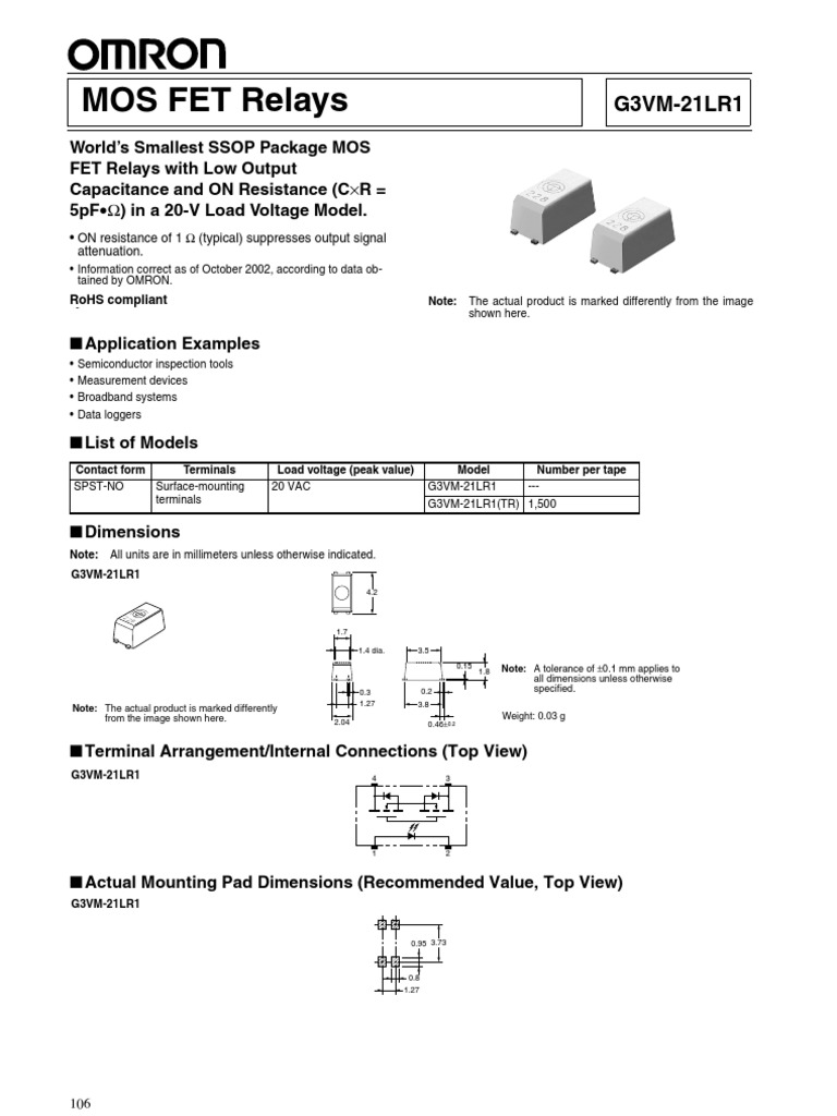 Omron Mosfet Relay Pdf Relay Mosfet