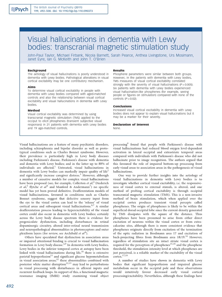 Visual Hallucinations in Dementia With Lewy Bodies Transcranial ...