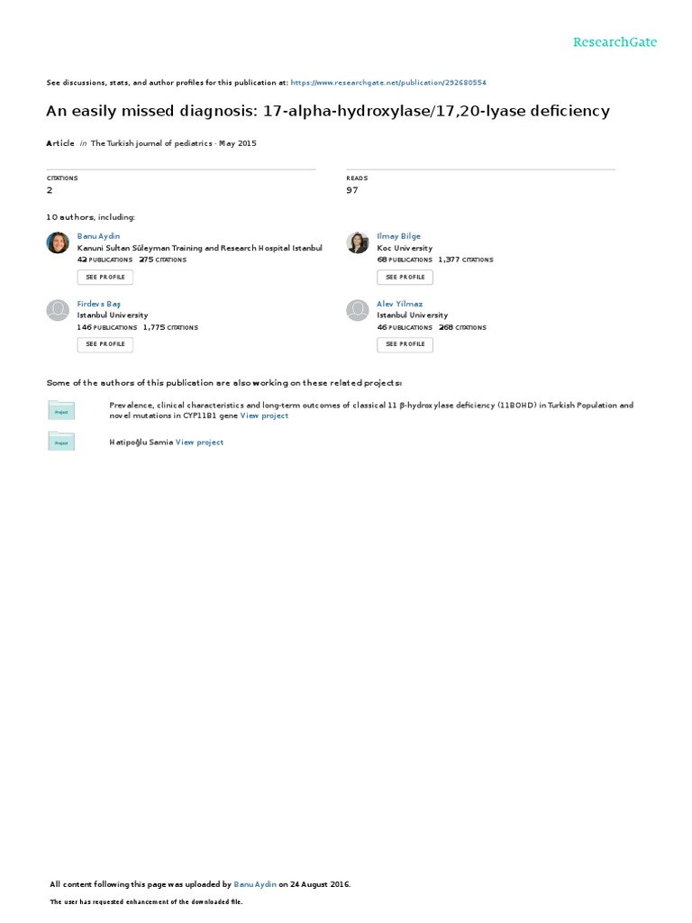 An Unusual Presentation of 17-Alpha-Hydroxylase/17,20-Lyase Deficiency ...