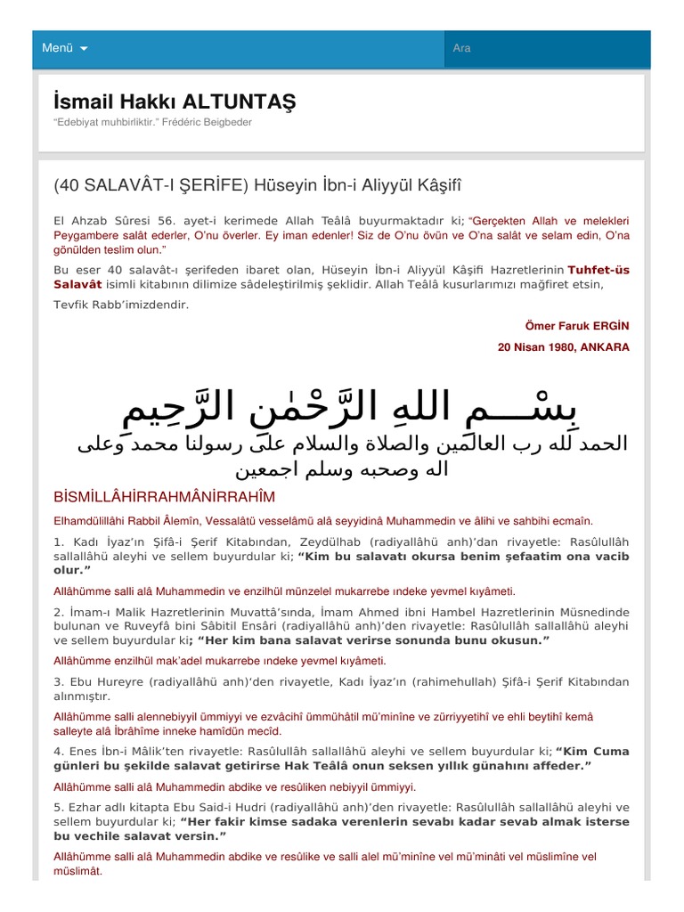 40 Salavat (Tuhfet-Üs Salavat) PDF | PDF
