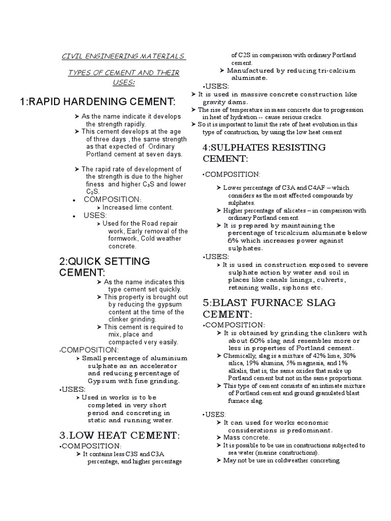 Types of Cement | PDF | Cement | Concrete