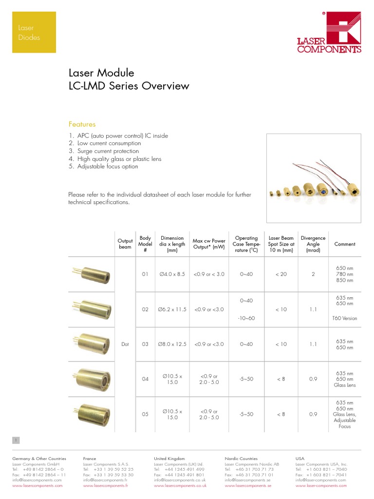 LC-LMD Laser Modules Overview | PDF | Laser | Lens (Optics)