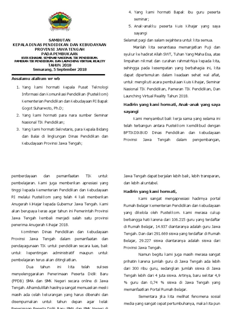 Sambutan Pembukaan | PDF