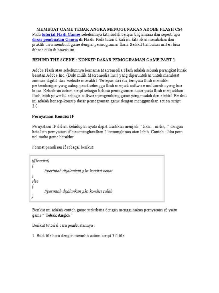 Membuat Game Tebak Angka Menggunakan Adobe Flash Cs4 | PDF | Karier ...