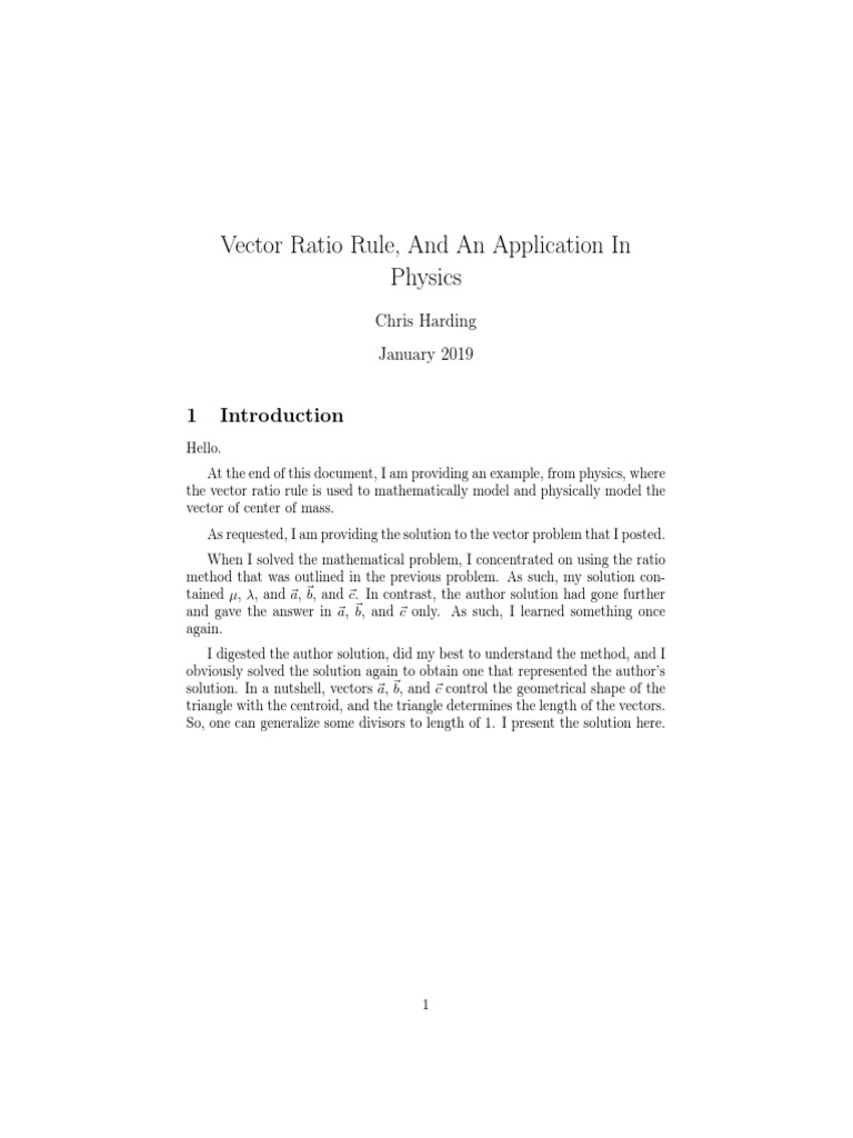 Vector Ratio Rule, and An Application in Physics | Download Free PDF ...