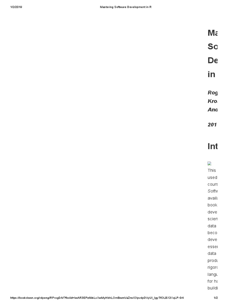 Mastering Software Development in R | PDF | Software | Computing And Information Technology