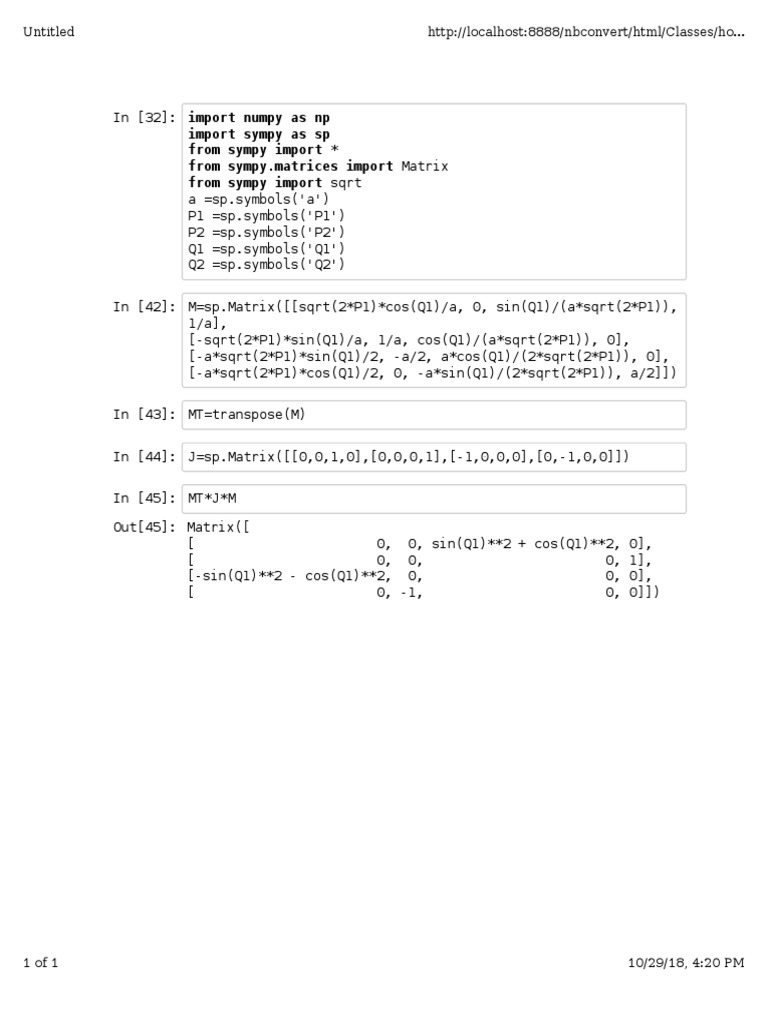 Import Sympy As SP From Sympy Import From Sympy - Matrices Import Matrix From Sympy Import SQRT ...