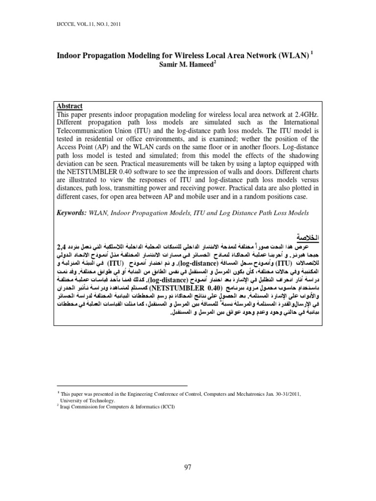 Indoor Propagation Modeling for WLAN | PDF | Radio Propagation ...