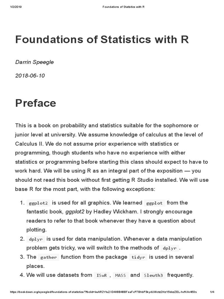 Foundations of Statistics With R | PDF | Statistics | Mathematical Proof