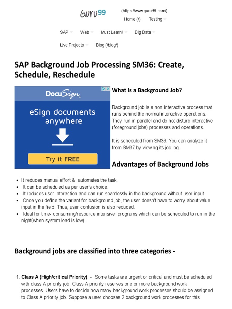 SAP Background Job Processing SM36 - Create, Schedule, Reschedule | PDF ... SAP Background Job Processing SM36 - Create, Schedule, Reschedule | PDF ...