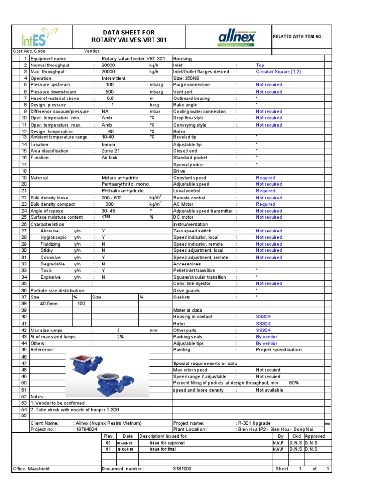 Data Sheet For Rotary Valve VRT-301 Rev.1 | PDF | Valve | Manufactured ...