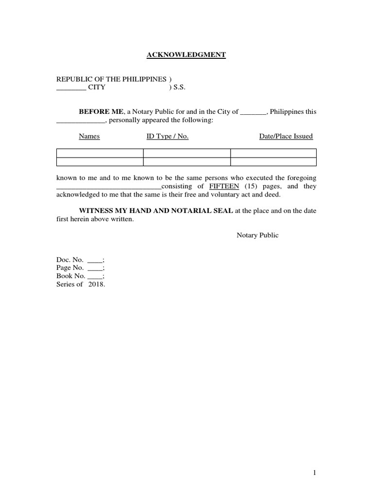 Acknowledgement template