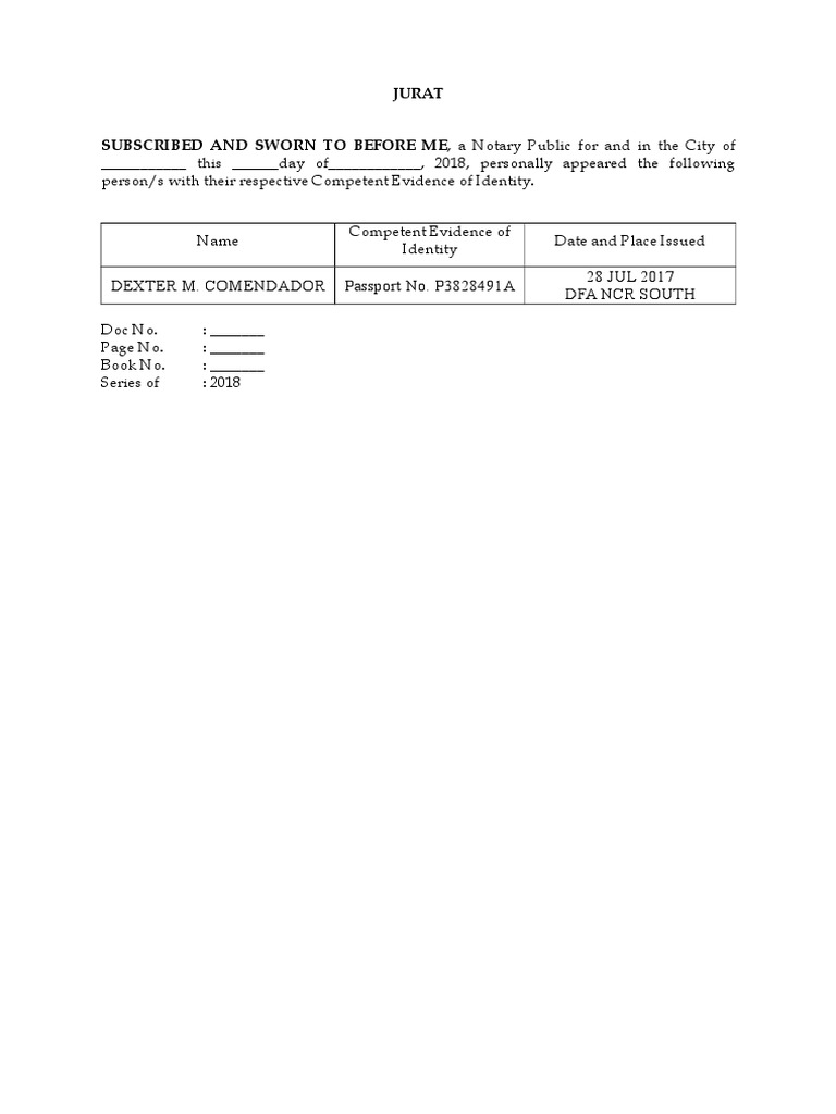 JURAT Template | PDF