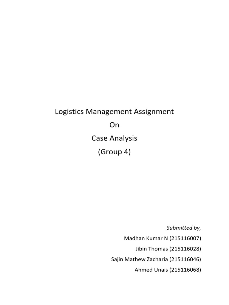 Logistics Management Assignment - Group 4 | PDF | Logistics | Economies
