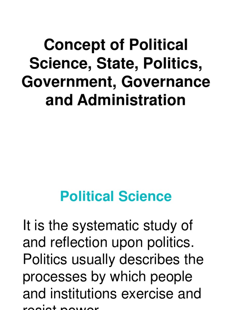 Concept of Political Science, State, Politics, Government, Governance ...