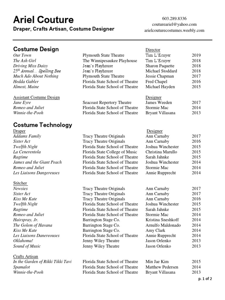 Resume Ariel Couture Fall 2018 | PDF | Crafts | Decorative Arts
