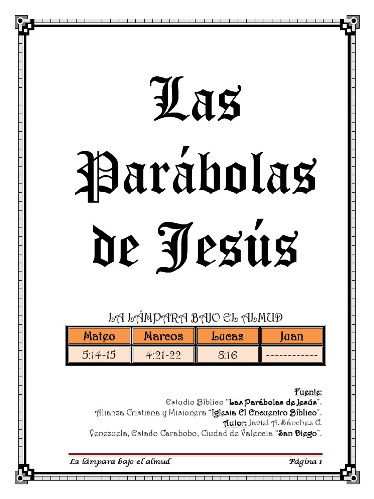 Parábola de Jesús # 01 - La Lampara Bajo El Almud PDF | PDF | Cristo ...