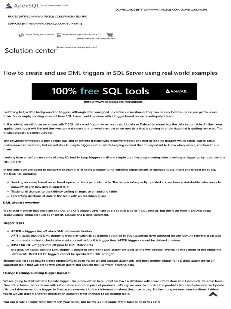 How To Create And Use Dml Triggers In Sql Server Using Real World Examples Pdf Microsoft Sql