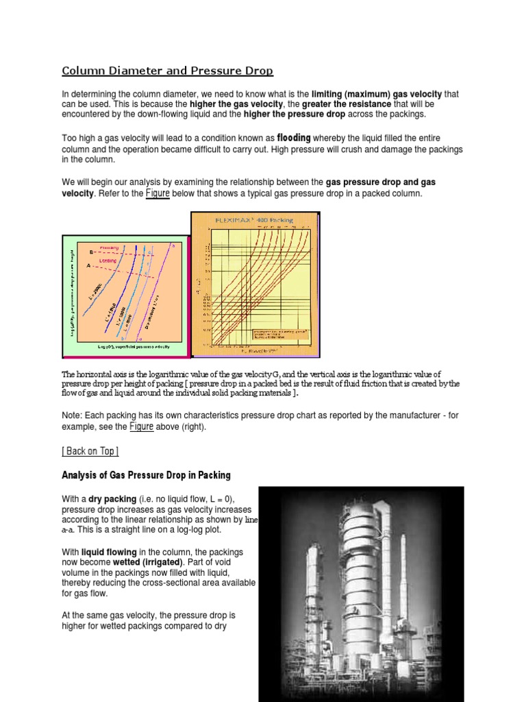 Column Diameter and Pressure Drop Analysis | PDF | Gases | Pressure