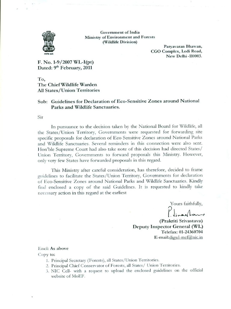 1 Guidelines For Eco-Sensitive Zones Around Protected Areas PDF | PDF