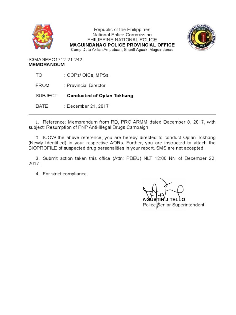 Conducted of Oplan Tokhang | PDF