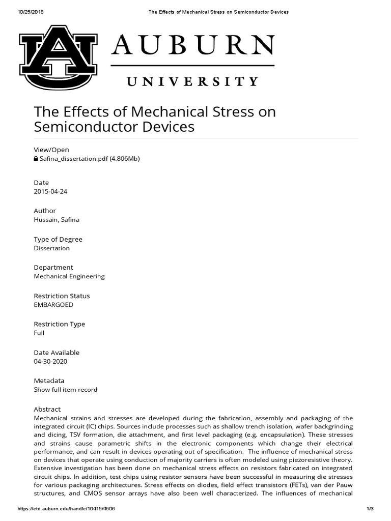 The Effects of Mechanical Stress On Semiconductor Devices | PDF ...