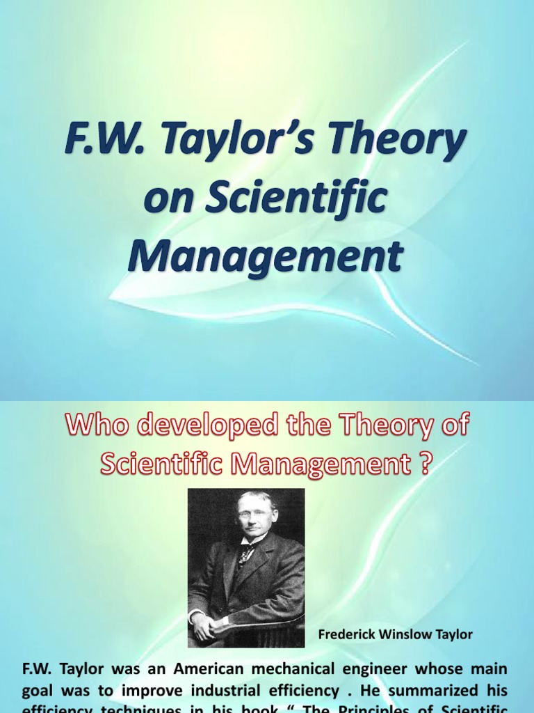 Theory of Scientific Management | PDF | Business