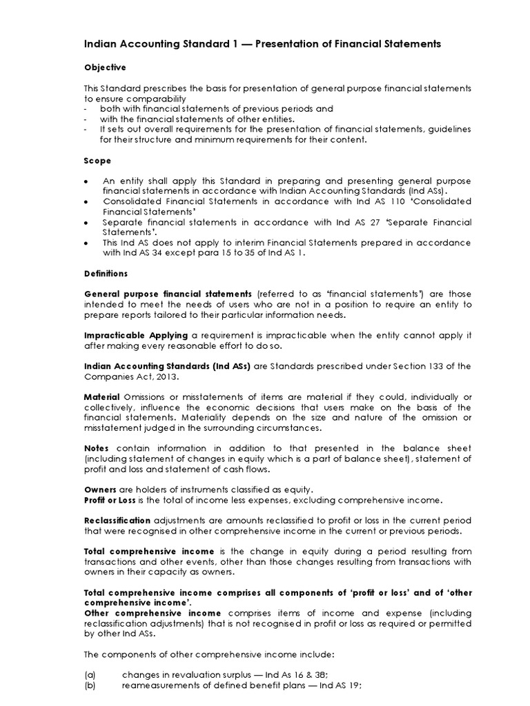 Ind AS | PDF | Going Concern | Income Statement