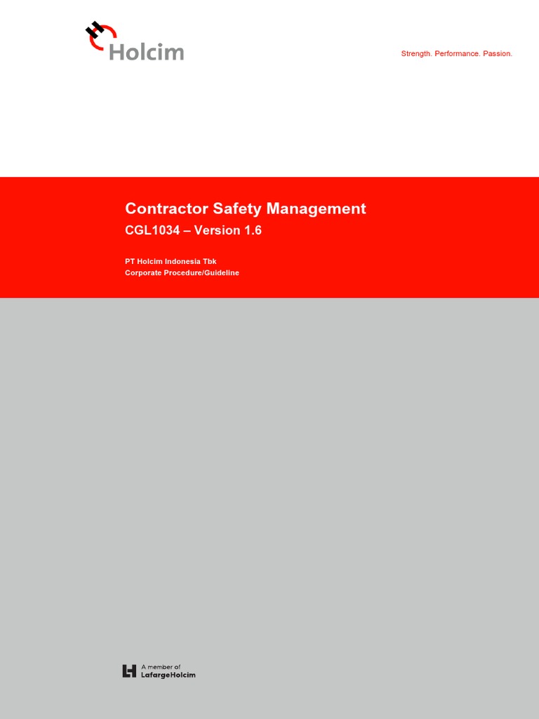 Contractor Safety Management Guideline CGL1034 Ver 1.6 | PDF ...