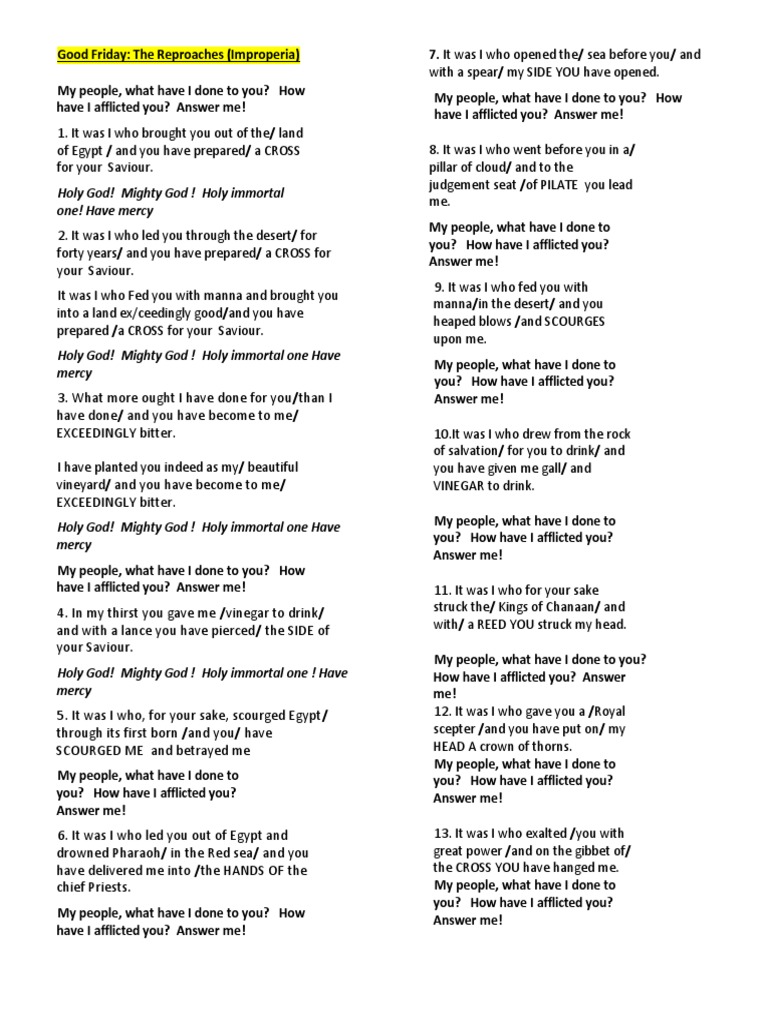 Reproaches - Good Friday - Docx-New | PDF | Language Arts & Discipline ...