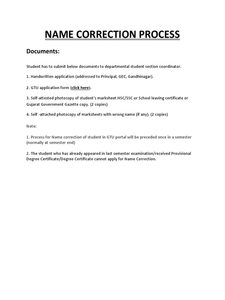 Name Correction Application Process | PDF