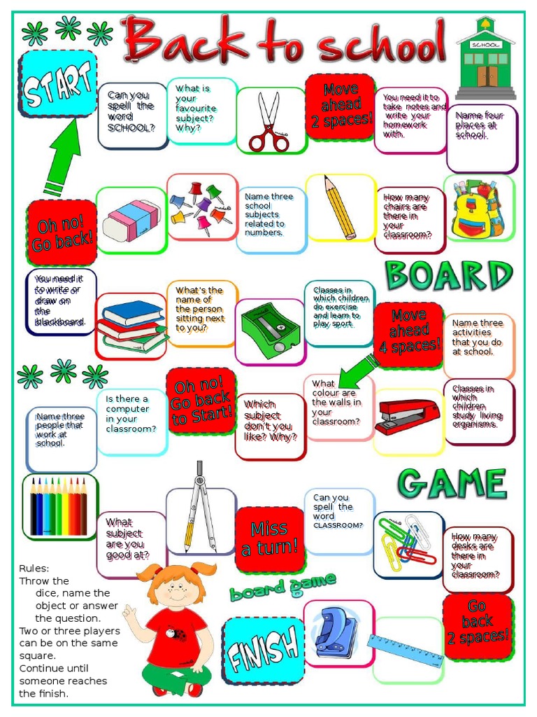 Back To School Board Game Fun Activities | PDF | Classroom | Home