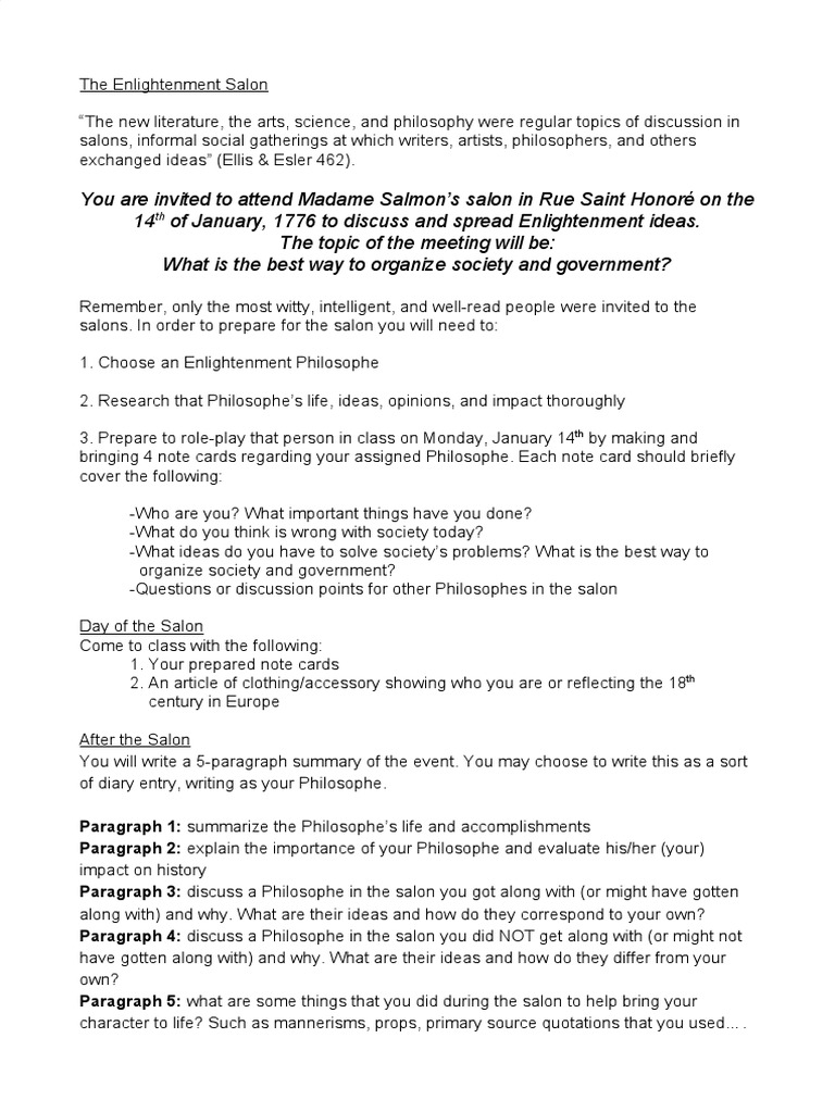 Enlightenment Salon | PDF | Age Of Enlightenment | Cognition