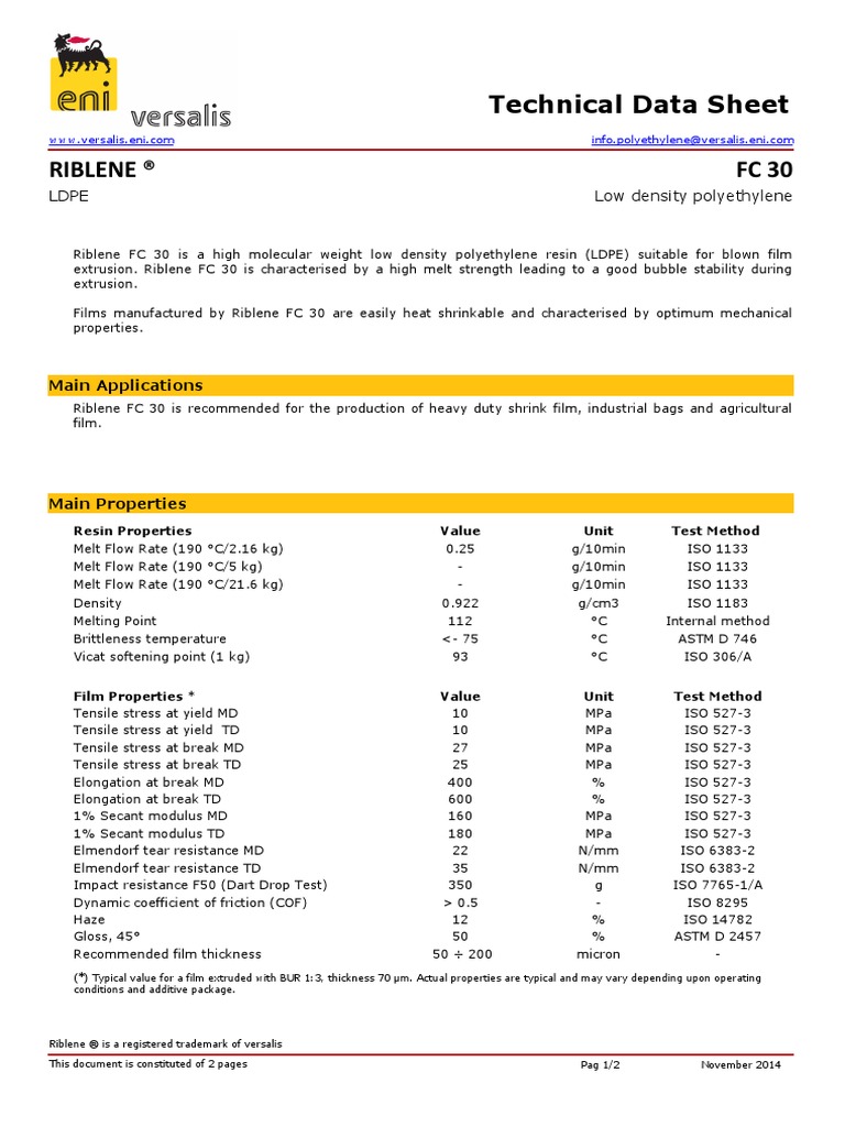 Riblene FC 30 | PDF | Extrusion | Polyethylene