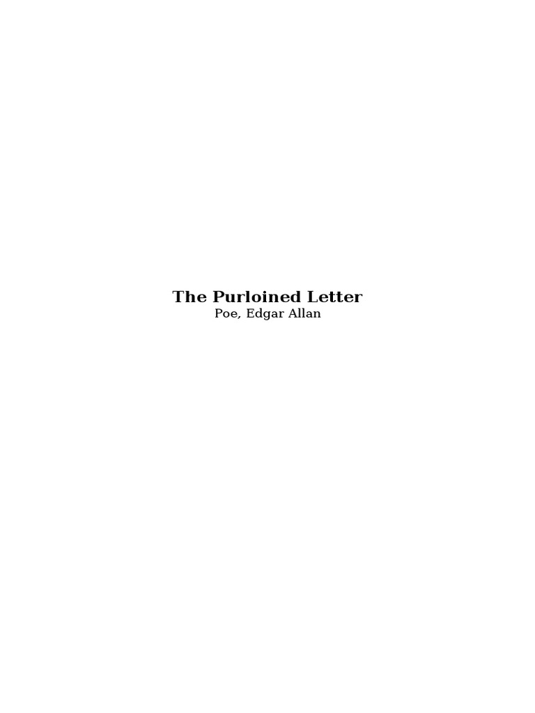 The Purloined Letter | PDF | C. Auguste Dupin | Truth
